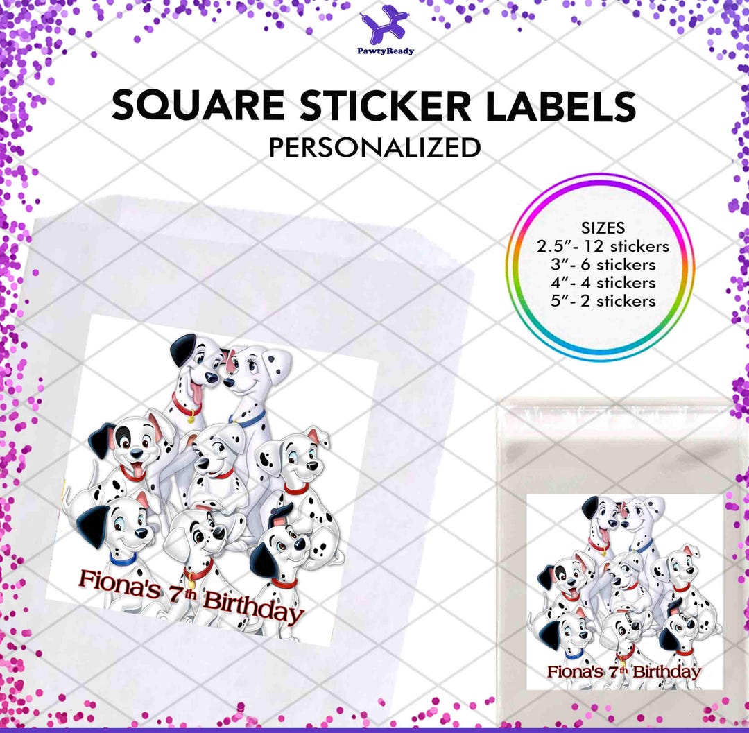 101 Dalmatian Labels Favors Birthday Party Decoration Filler Gift Loot ...