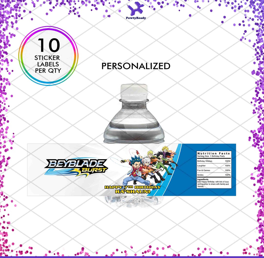Beyblade Water Wrapper Drink Sticker Favors Birthday Party Decoration ...
