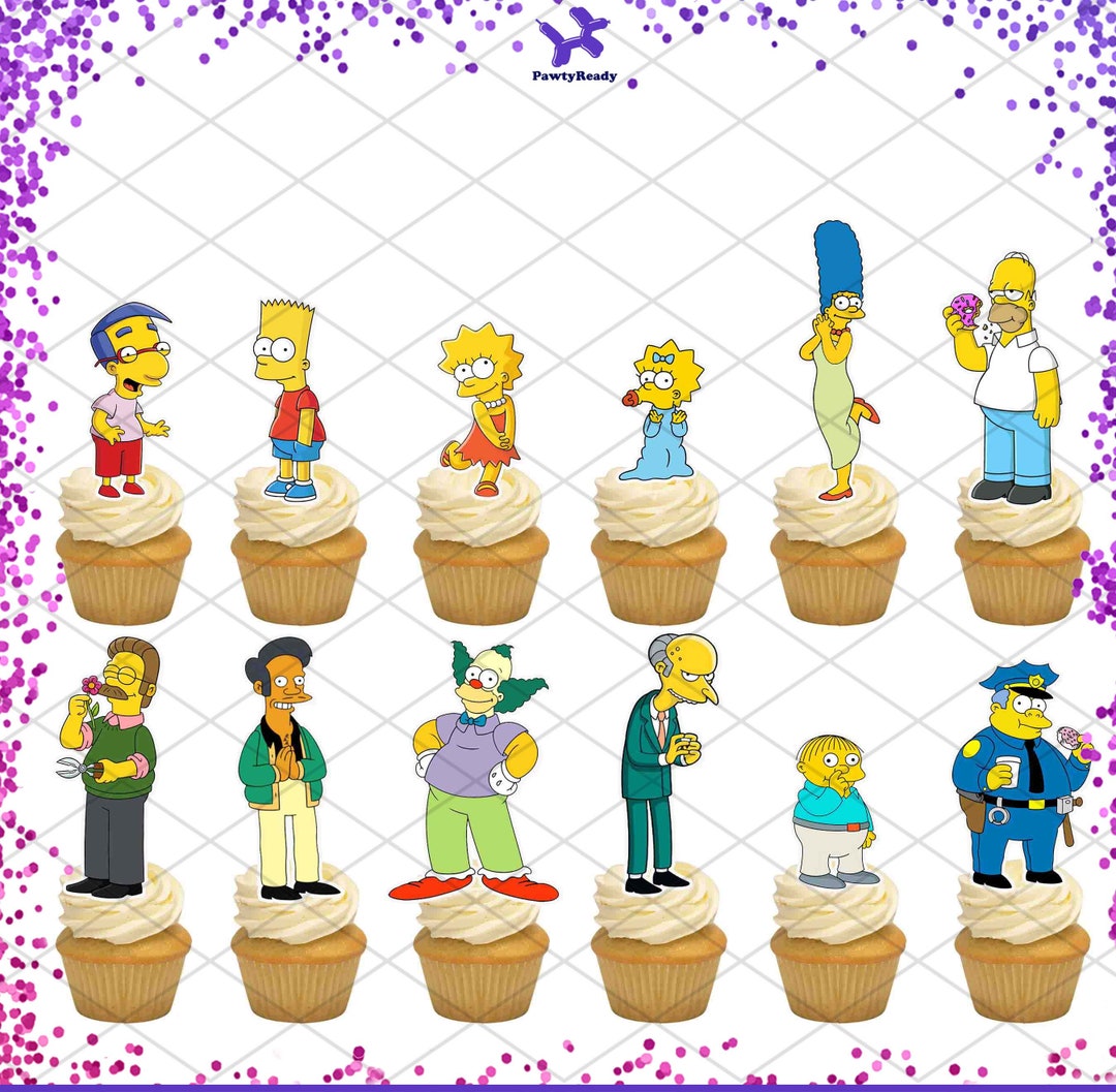 The Simpsons Cupcake Toppers Cake Birthday Party Decorations Homer Bart ...