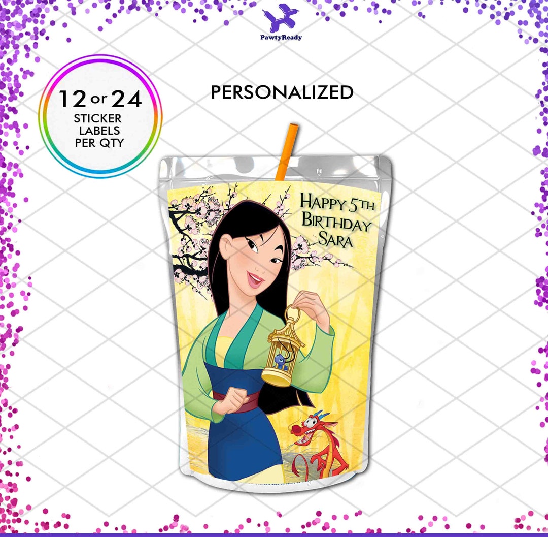 Mulan Capri Sun Juice Pouch Sticker Labels Favors Birthday Party ...