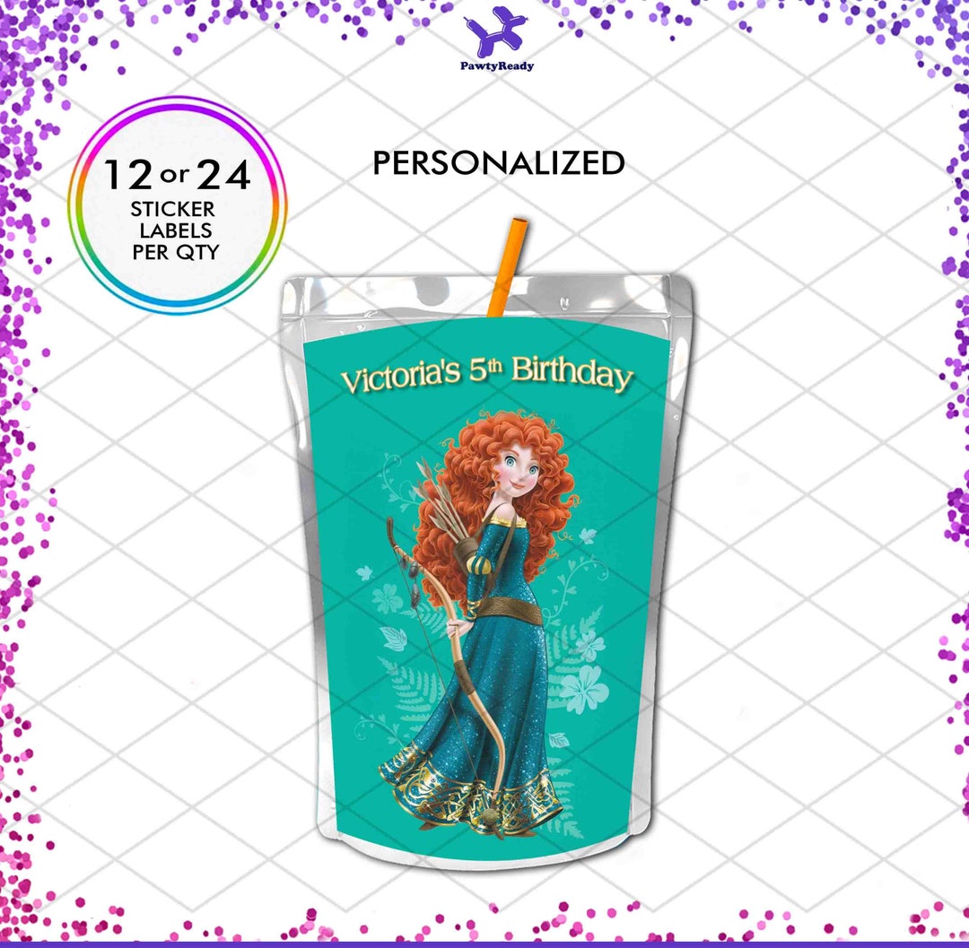 Merida Brave Princess Capri Sun Juice Pouch Sticker Labels Favors ...