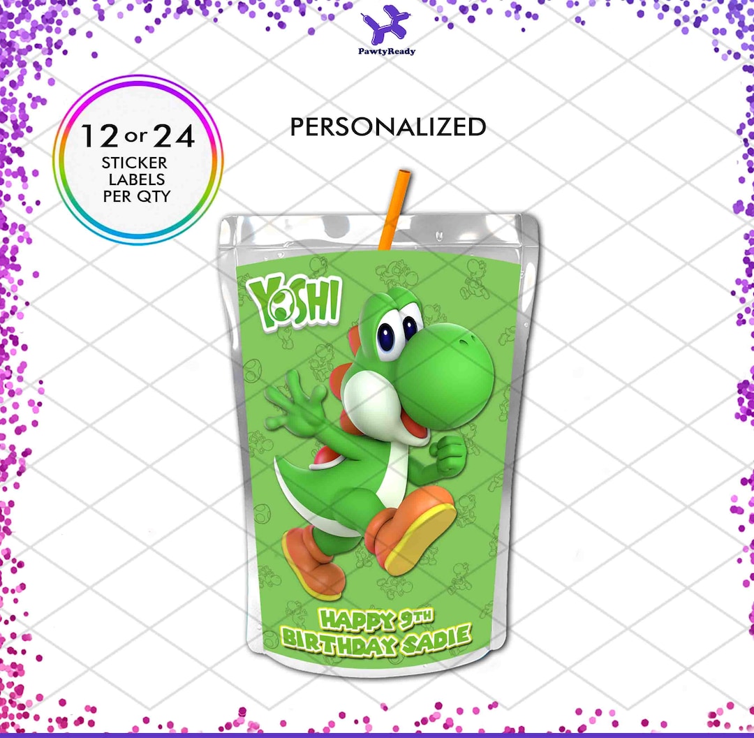 Yoshi Capri Sun Juice Pouch Sticker Labels Favors Birthday Party ...