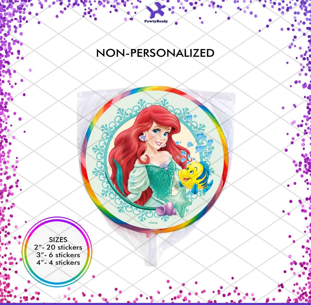 Little Mermaid Ariel Sticker Labels Birthday Party Favor Treat Bags ...