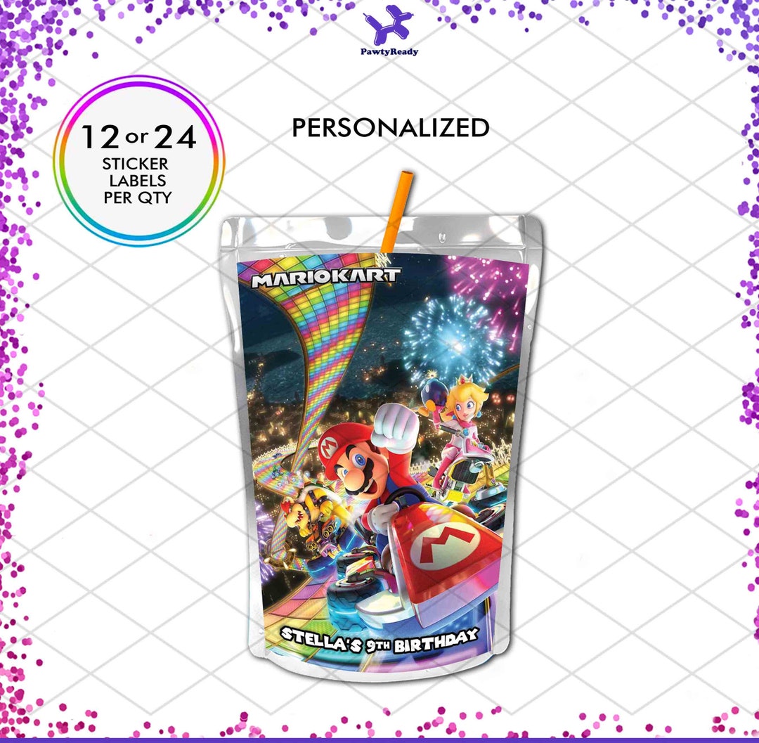 Mario Kart Capri Sun Juice Pouch Sticker Labels Favors Birthday Party ...