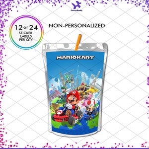 Mario Kart Capri Sun Juice Pouch Sticker Labels Favors Birthday Party ...