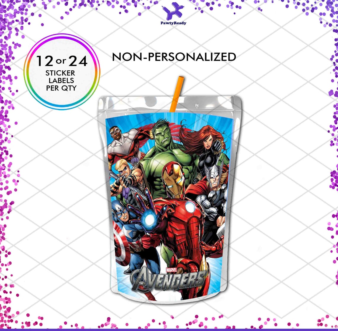 Avengers Capri Sun Juice Pouch Sticker Labels Favors Birthday - Etsy