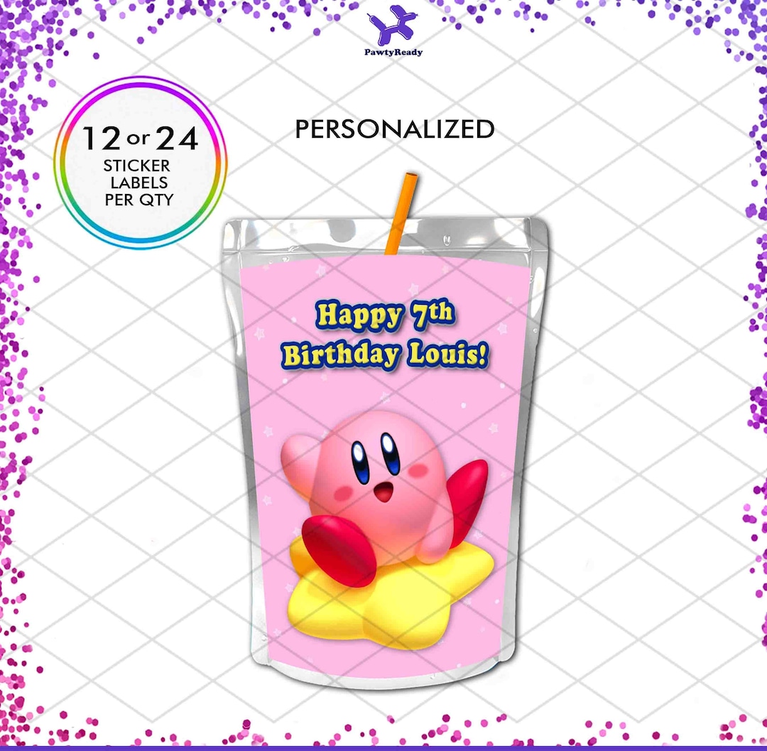 Kirby Capri Sun Juice Pouch Sticker Labels Favors Birthday Party ...