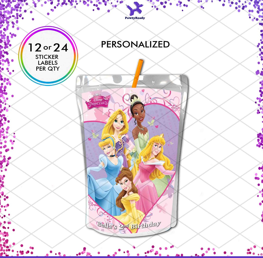 Princess Group Capri Sun Juice Pouch Sticker Labels Favors Birthday ...