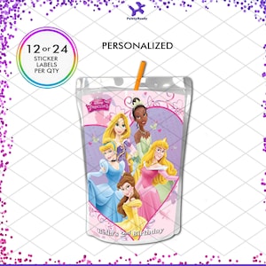 Princess Group Capri Sun Juice Pouch Sticker Labels Favors Birthday ...