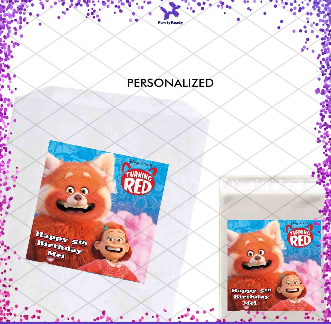 Turning Red Panda Sticker Labels Favors Birthday Party Decorations for ...