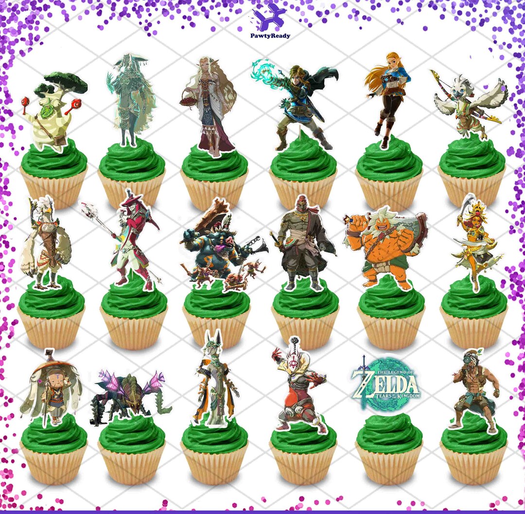 Zelda Tears of Kingdom Link Toppers Cupcake Birthday Party Decorations ...