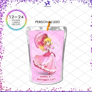 Princess Peach Capri Sun Juice Pouch Sticker Labels Favors Birthday ...