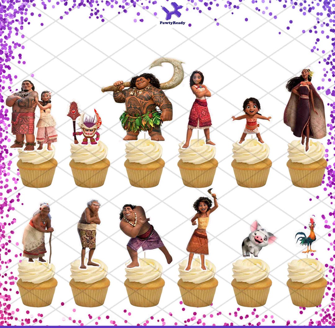 Moana 2 Toppers Cupcake Birthday Party Cake Decorations Kakamora Matangi Maui Simea Sailing ...