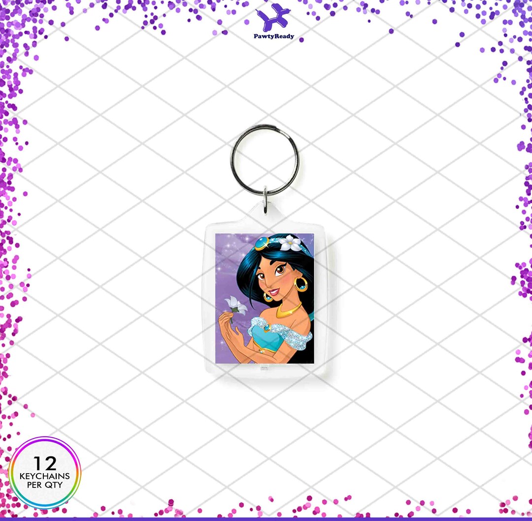 Aladdin Jasmine Keychains Favor Birthday Party Gifts Prize Key Chains Custom Personalized Girl ...
