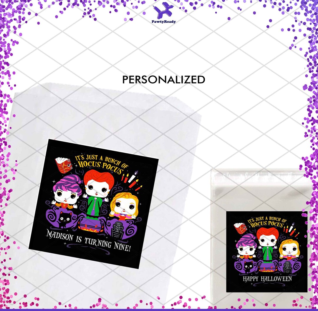 Hocus Pocus Sticker Labels Favors Birthday Party Decoration Filler Gift ...
