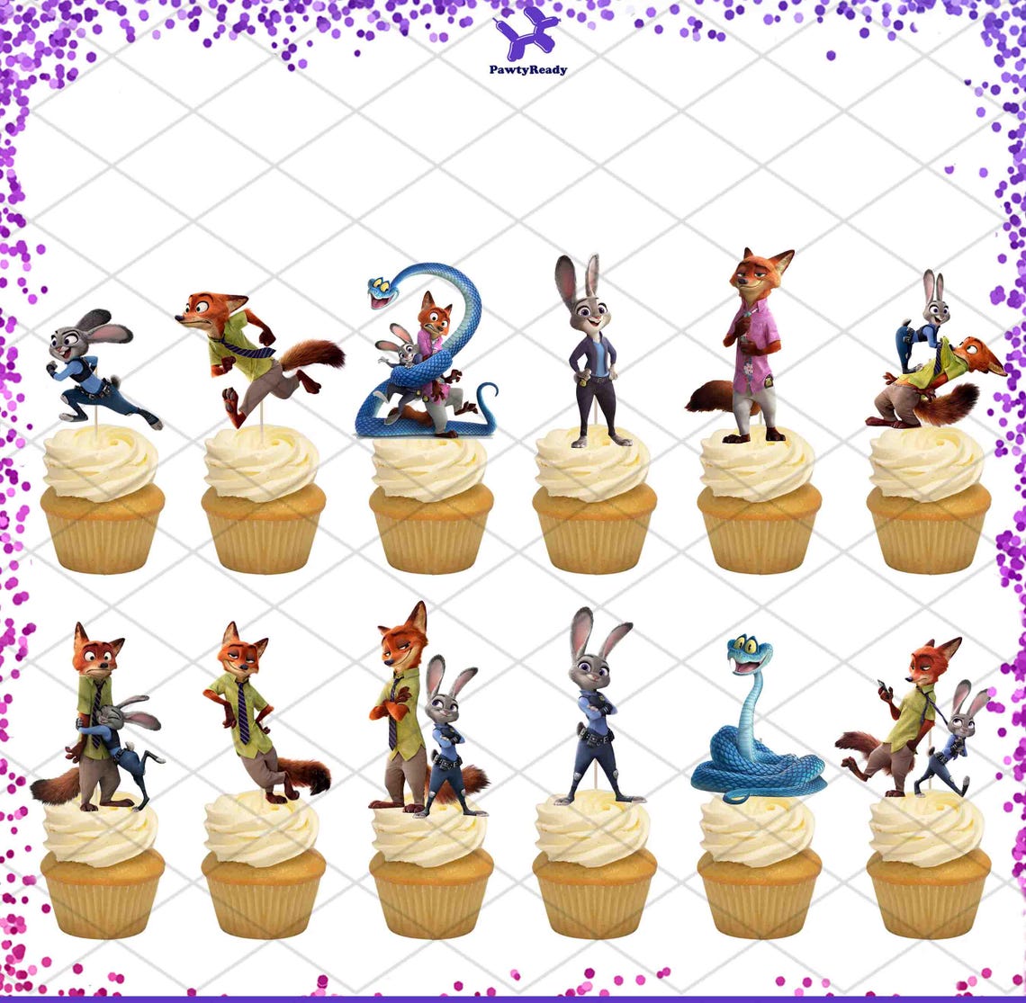 Zootopia Cupcake Toppers Birthday Party Decorations Cake Police Officer ...
