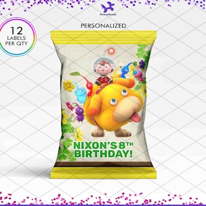 Pikmin Chip Bags Wrappers Labels Favor Treat Gift Birthday Decorations ...