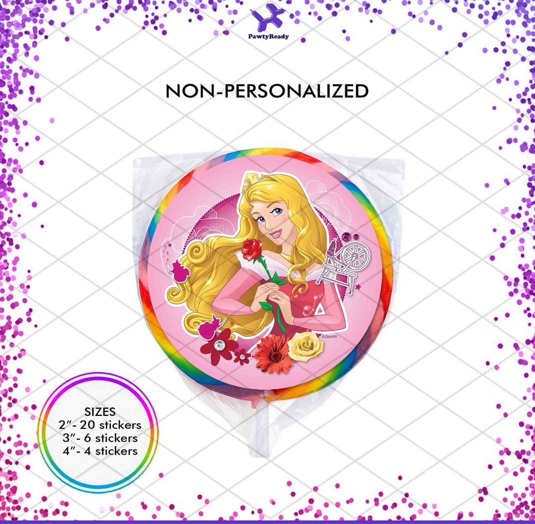 Aurora Personalized Stickers, Custom Sleeping Beauty Birthday Favor ...