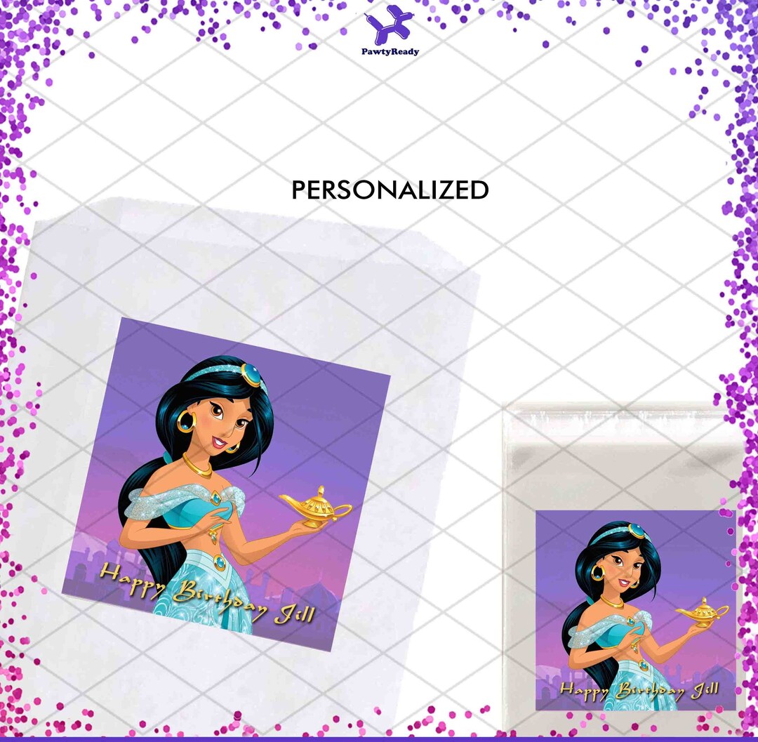 Aladdin Jasmine Sticker Labels Favors Birthday Party Decoration Filler ...