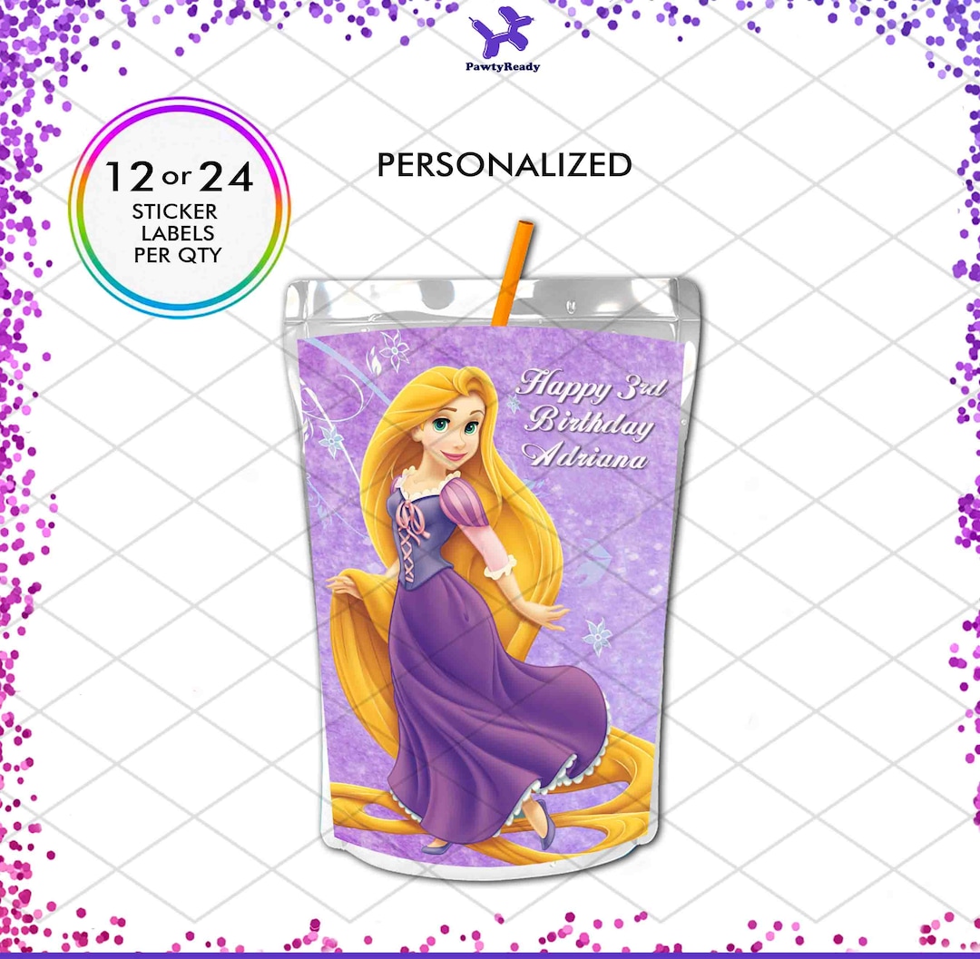 Rapunzel Princess Capri Sun Juice Pouch Sticker Labels Favors Birthday ...