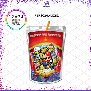 Paper Mario Capri Sun Juice Pouch Sticker Labels Favors Birthday Party ...