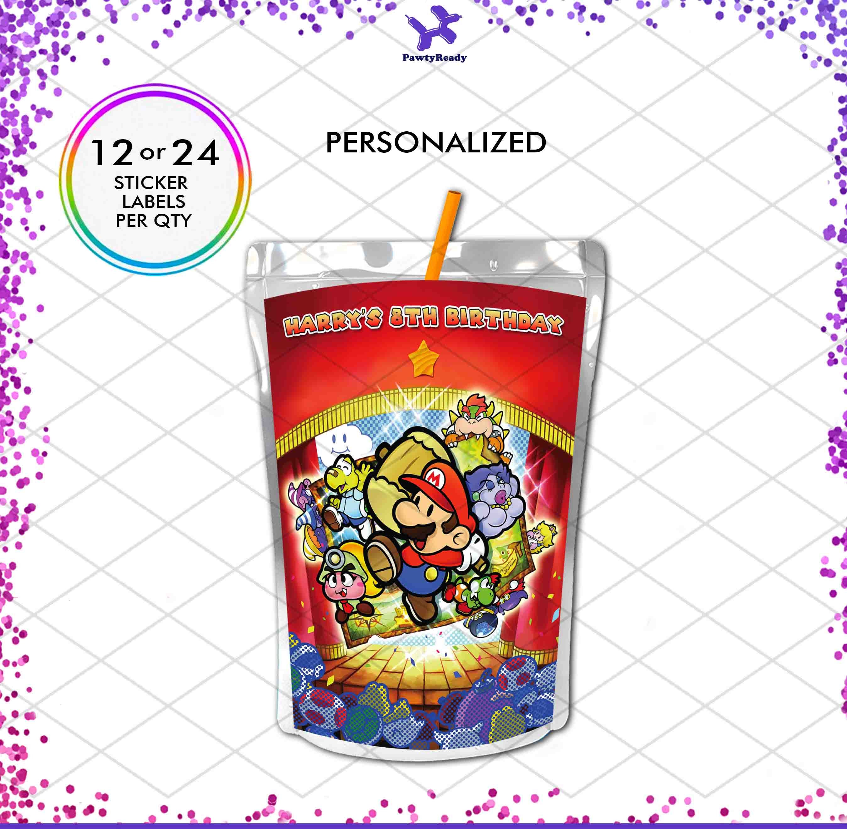 Paper Mario Capri Sun Juice Pouch Sticker Labels Favors Birthday Party ...