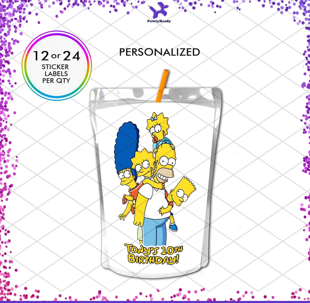 Simpsons Homer Capri Sun Juice Pouch Sticker Labels Favors Birthday ...