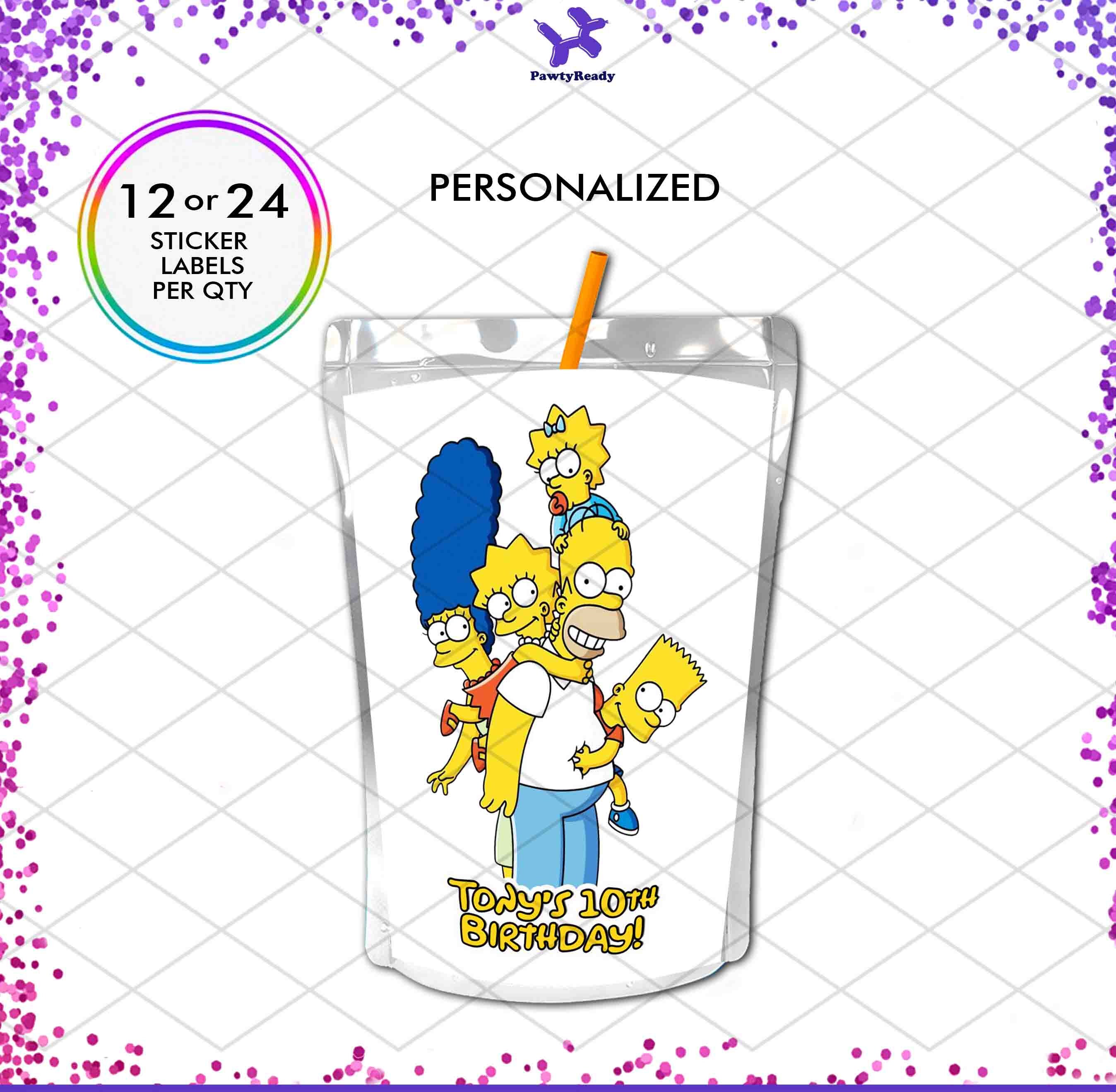 Simpsons Homer Capri Sun Juice Pouch Sticker Labels Favors Birthday ...