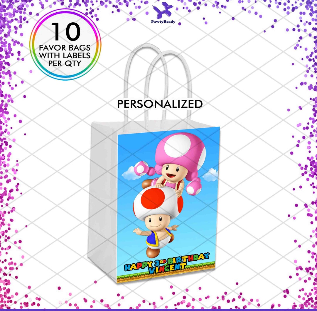 Super Mario Toad Toadette Party Favor Bags Gift Birthday Party Favor ...