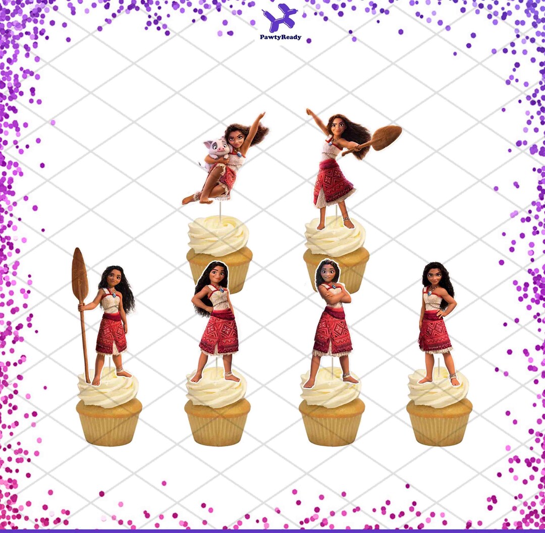 Moana 2 Sisters Toppers Cupcake Birthday Party Cake Decorations ...
