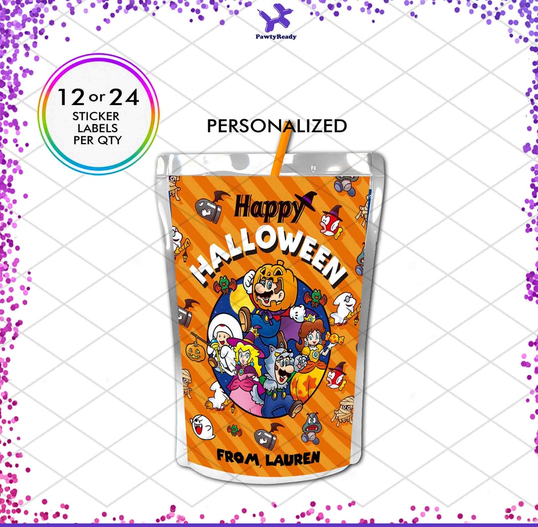 Super Mario Hallowen Capri Sun Juice Pouch Sticker Labels Favors ...