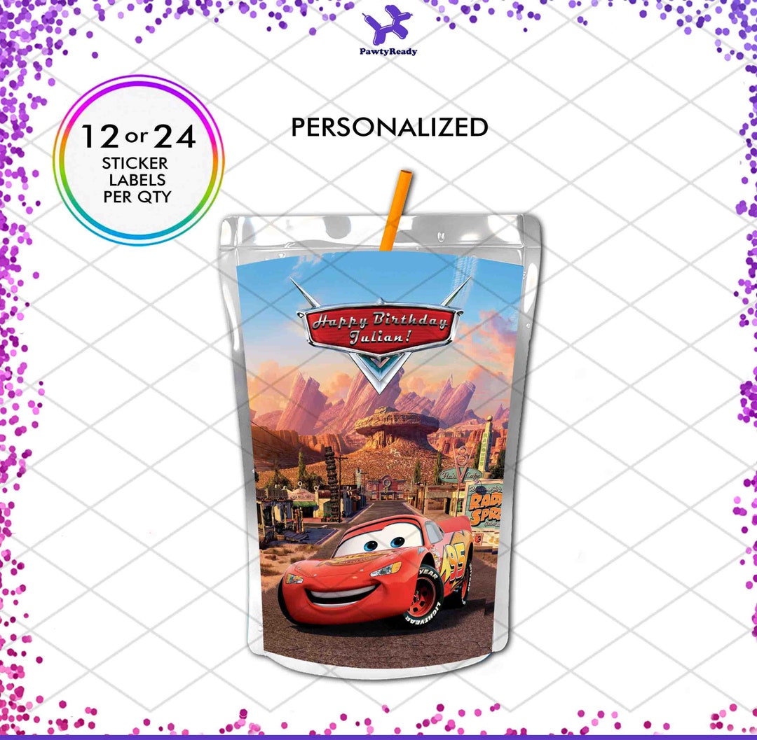 Cars Lightning Mcqueen Capri Sun Juice Pouch Sticker Labels Favors ...