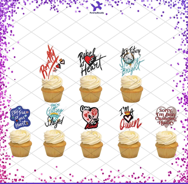 Descendants 4 Rise of the Red Cupcake Toppers Birthday Party Food Picks ...