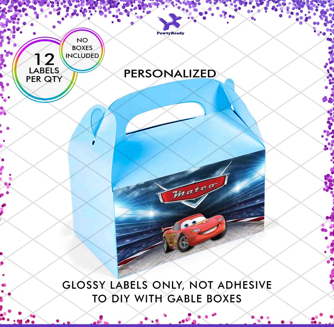 Cars Gable Label Birthday Party Decor Custom Name Logo Personalized ...