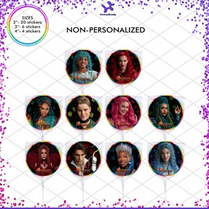 Descendants 4 Rise of the Red Sticker Labels Favors Birthday Party ...