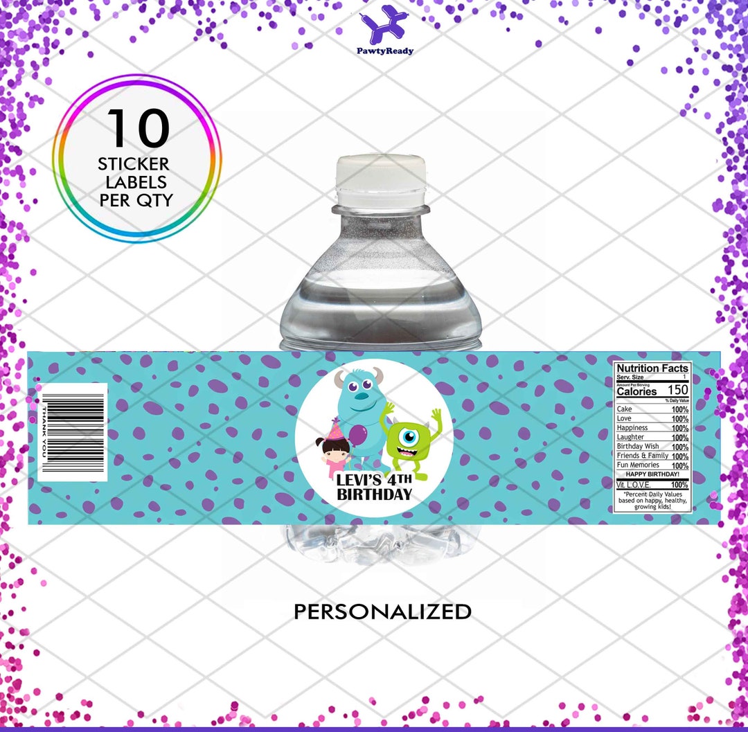 Monster Inc Water Wrapper Drink Sticker Favors Birthday Party ...