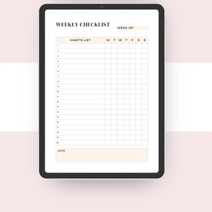 Weekly Checklist Printable, to Do List Template, Weekly Checklist ...