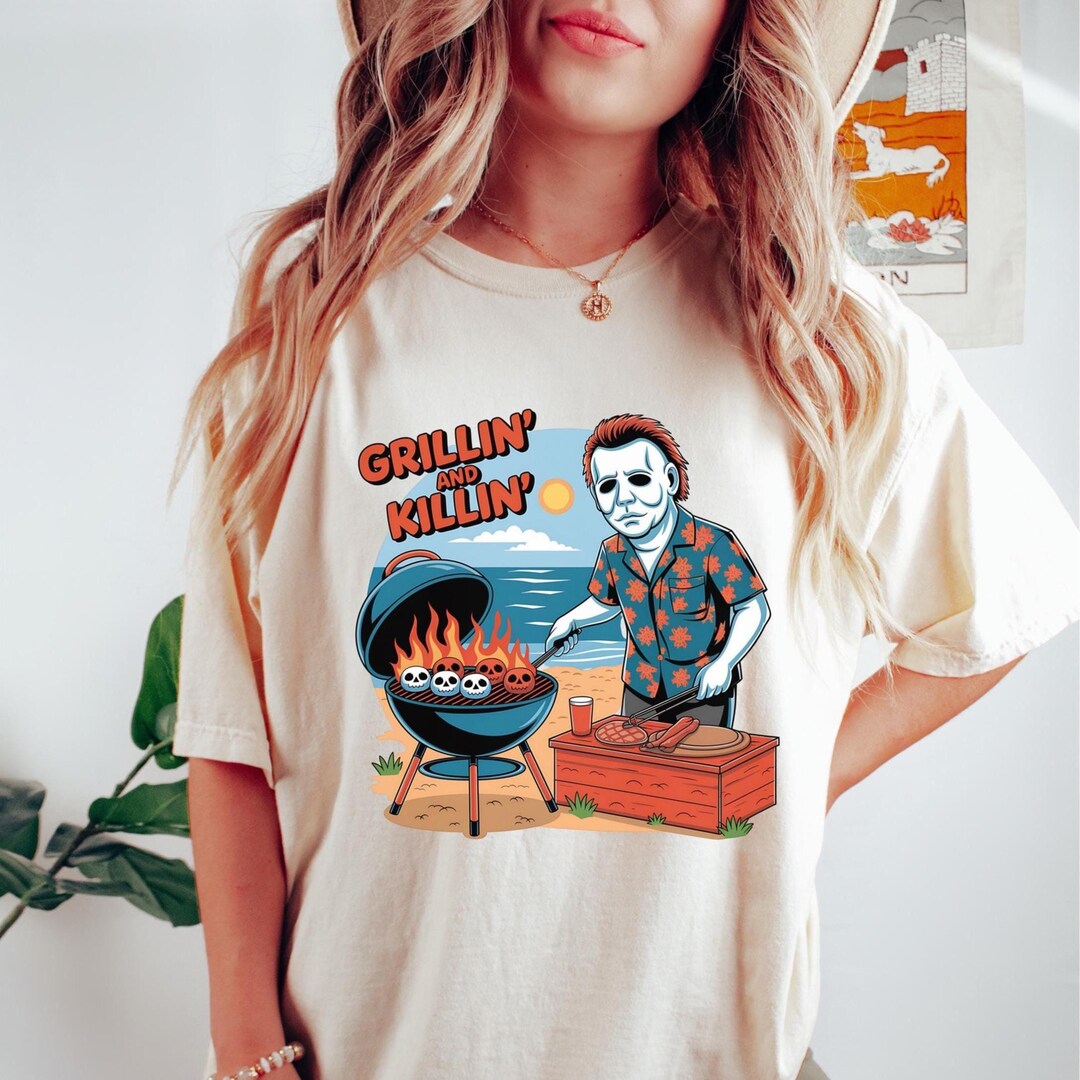 Comfort Colors® Michael Myers BBQ Party Shirt, Grillin’ and Killin ...