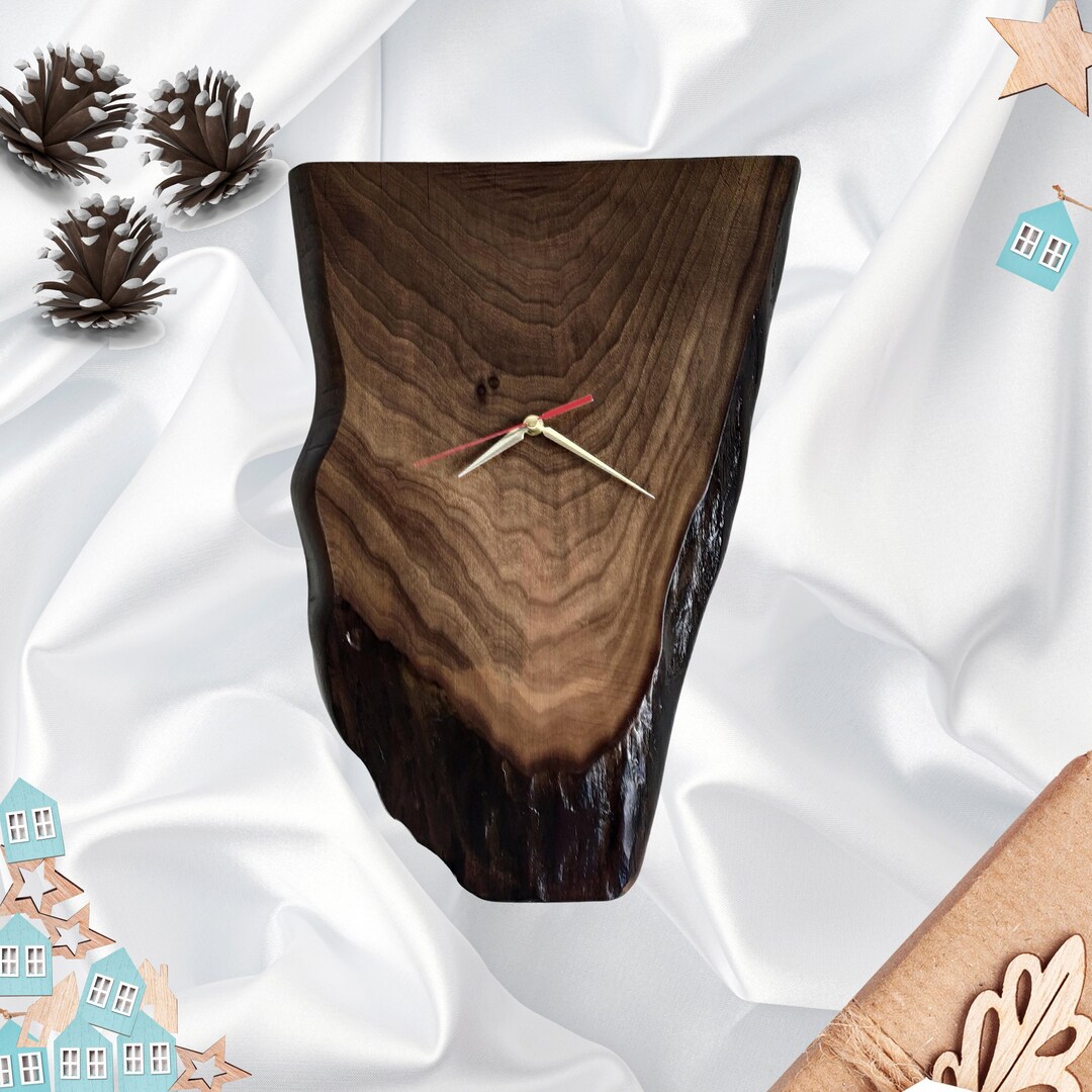 Natural Special Unique Farmhouse Cool Retro Walnut Wood Wall Clock ...