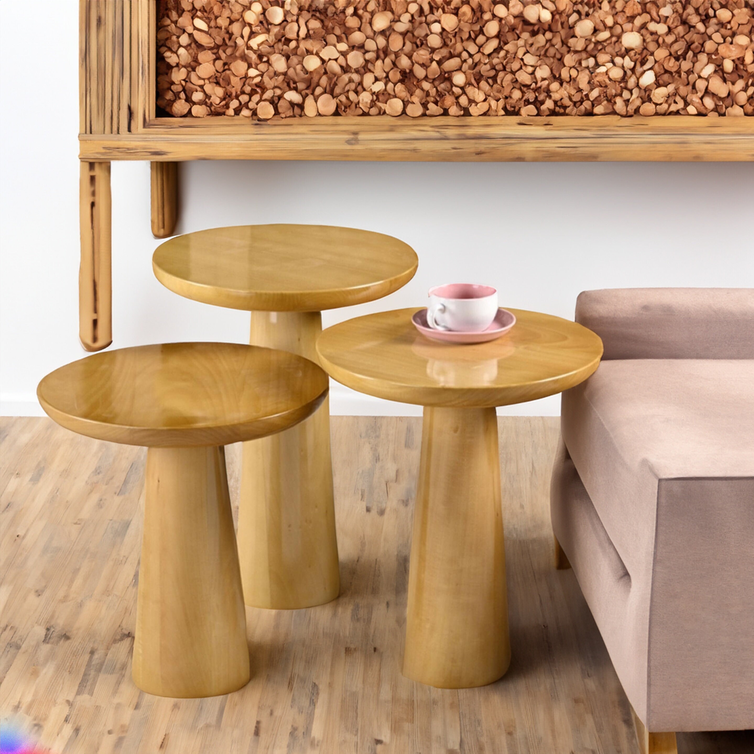 Mushroom Coffee Table Set,customizable Mushroom Coffee Table,solid Wood ...