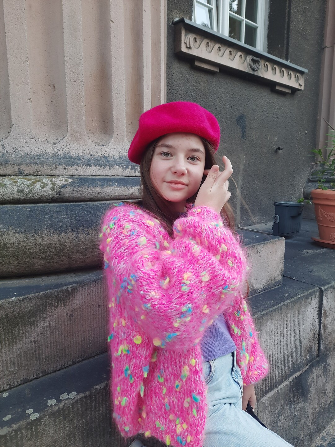 Handknitted Pink Fluffy Mohair Cozy Cardigan - Etsy