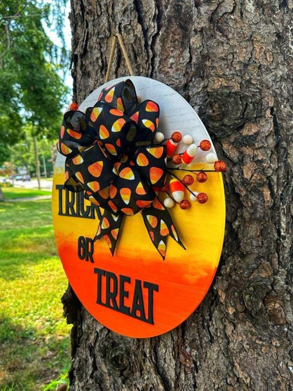 Trick or Treat Candy Corn Door Sign - Etsy