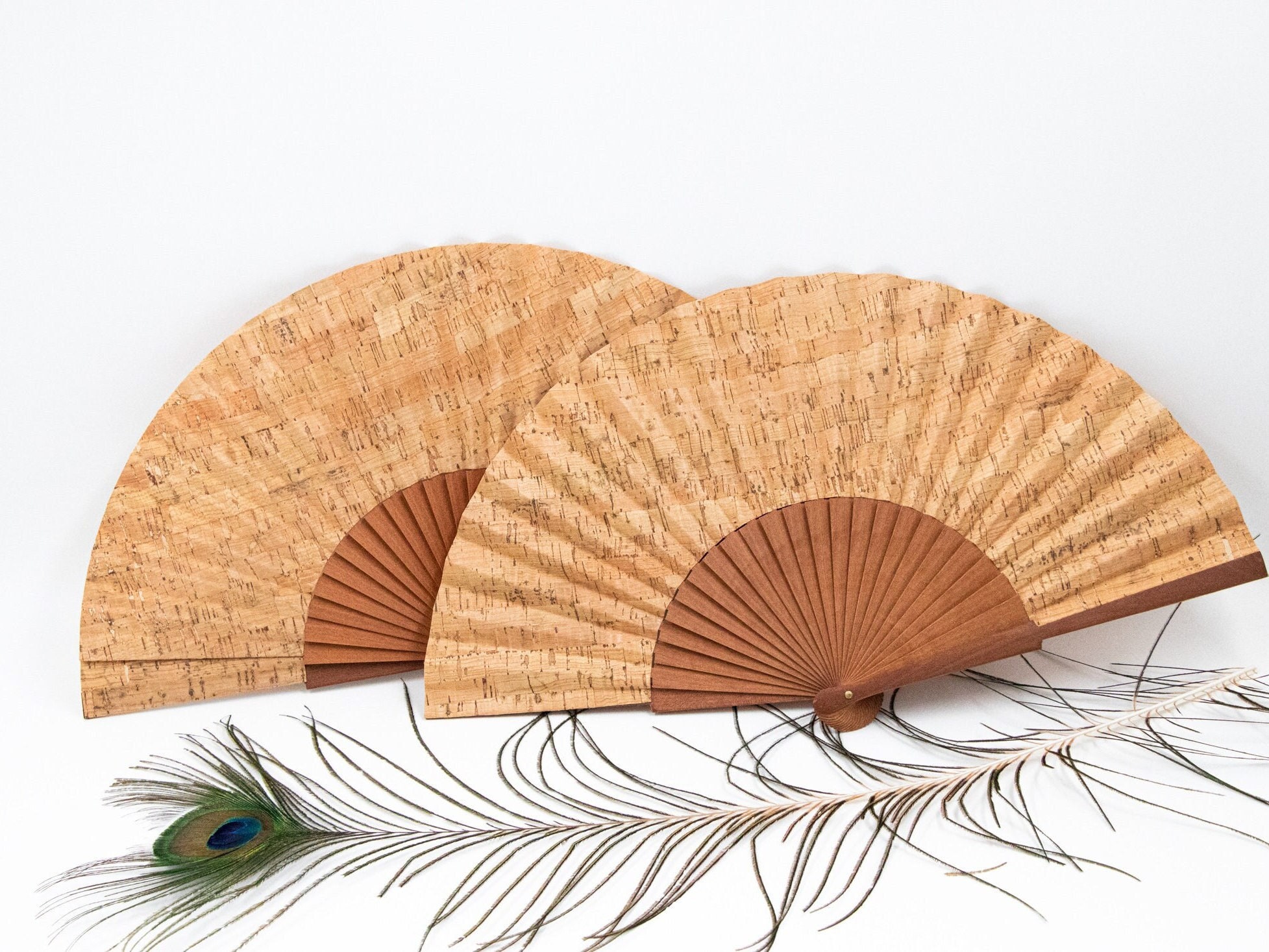 Cork Vegan Hand Fan,handmade Wooden Fan Women, Classic Folding Fan ...