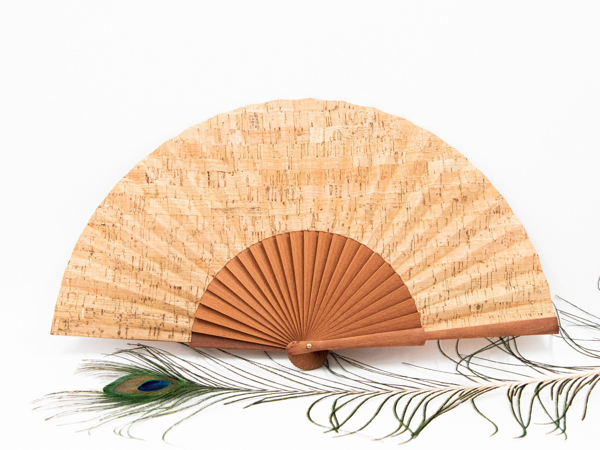Cork Vegan Hand Fan,handmade Wooden Fan Women, Classic Folding Fan ...