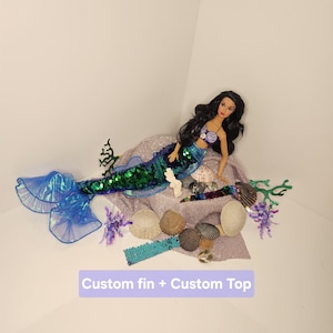 A *barbie Included* Mermaid Doll With Tail/fin and 3D Printed Seashell ...