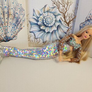 A *barbie Included* Mermaid Doll With Tail/fin and 3D Printed Seashell ...