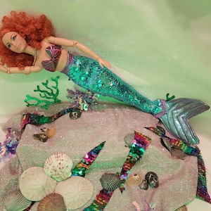 A *barbie Included* Mermaid Doll With Tail/fin and 3D Printed Seashell ...