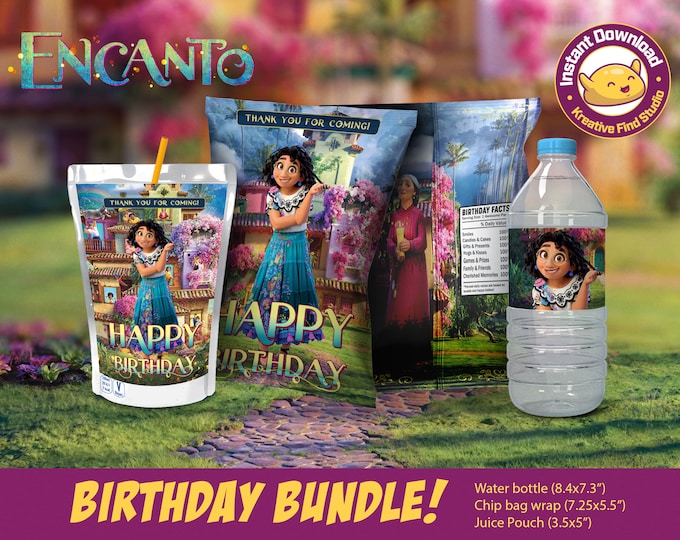 Encanto Water Bottle Label, Birthday Party Printable, Personalized ...