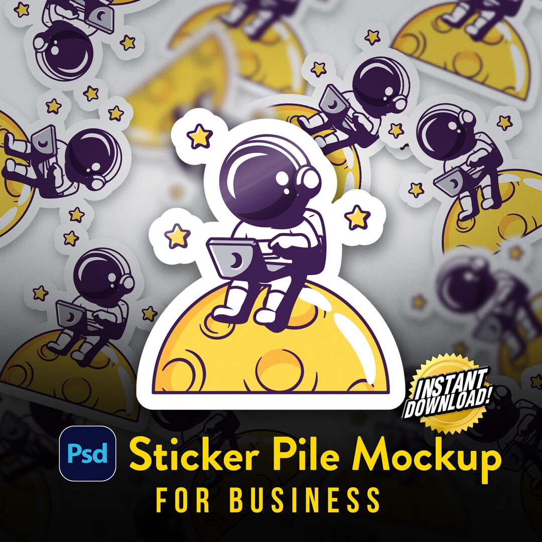 Automatic Sticker Mockup: Sticker Pile Photoshop Template (PSD) - Etsy