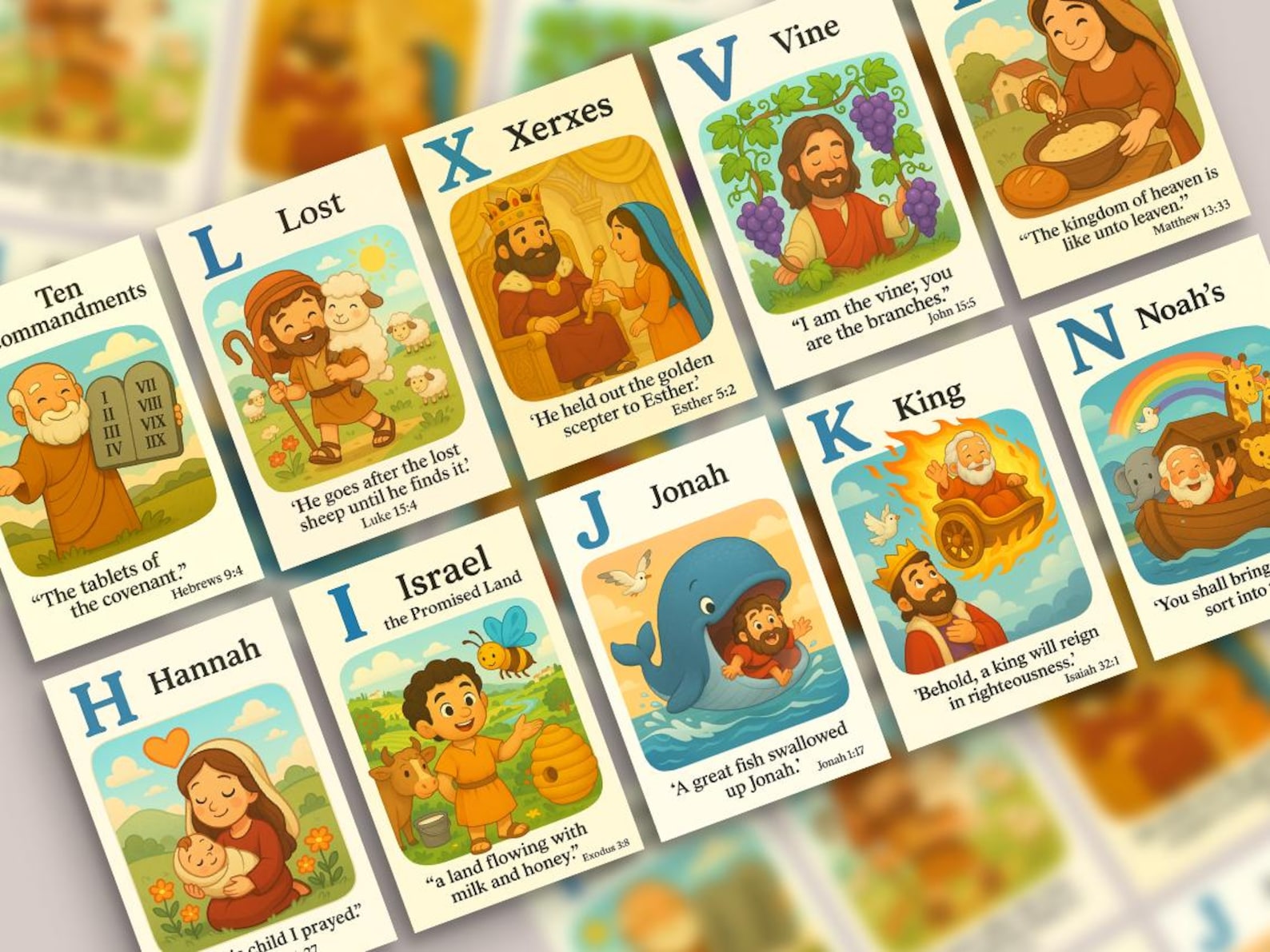 Bible A-Z Flashcards: Christian Alphabet Cards With Verses (digital ...